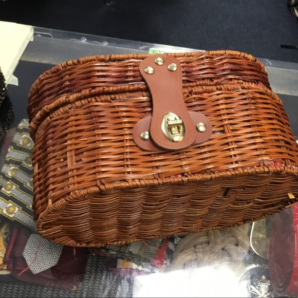 Vintage | Bags | Vintage Top Handle Wicker Fun Box Bag | Poshmark